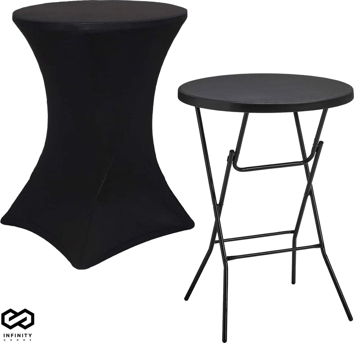 Infinity Goods Stevige Zwarte Statafel Incl. Zwarte Statafelrok - Partytafel - Robuust... | bol.com