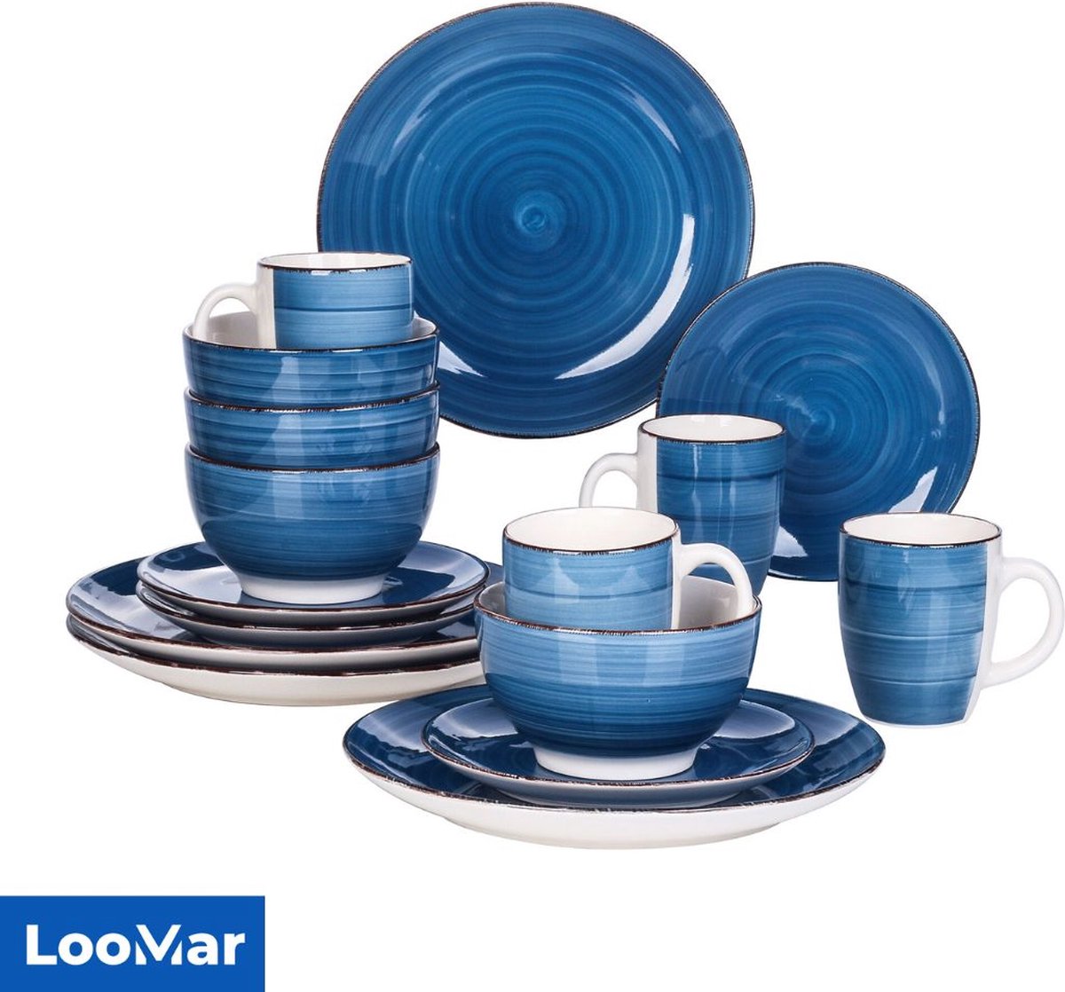 LooMar Luxe Serviesset – 16 delig – 4 persoons – Porselein - Bordenset ...