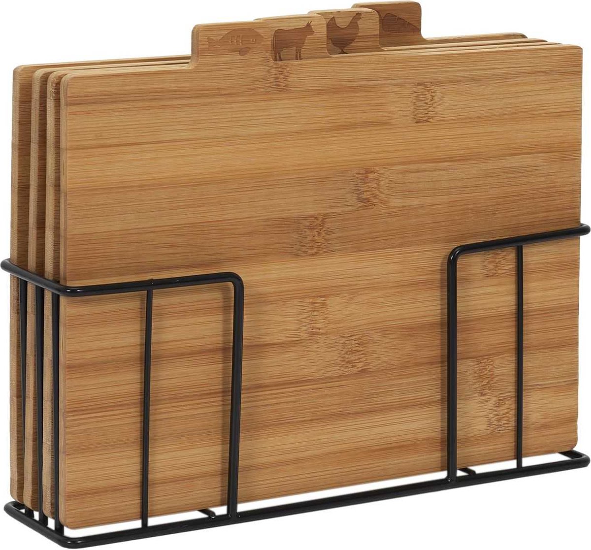 Metalen standaard met 4 bamboe snijplanken | bol