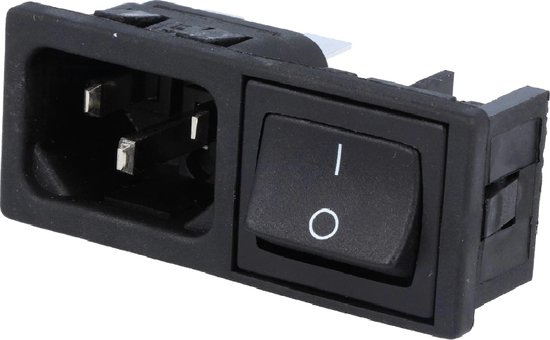 Soldeerbaar C14 Chassis - Met schakelaar - 250V - 10A - Zwart | bol