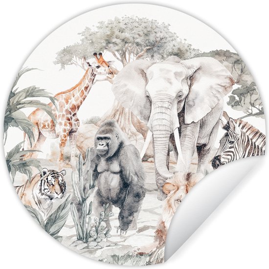 Behangcirkel - Muurstickers kinderkamer - Dieren - Jungle - Waterverf - Kinderen -... | bol