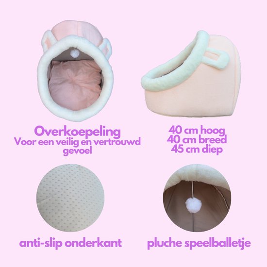 Zachte Kattenmand - Poezenmand - Kattenhuis - Kattenbed - Roze/Wit ...