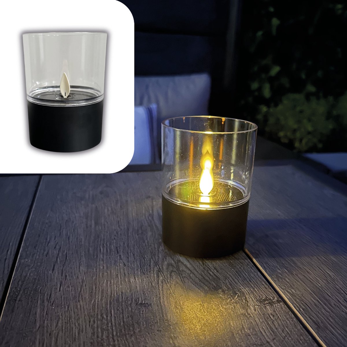 LED kaars met bewegende vlam - Sfeervolle lamp - Tafellamp voor buiten ...