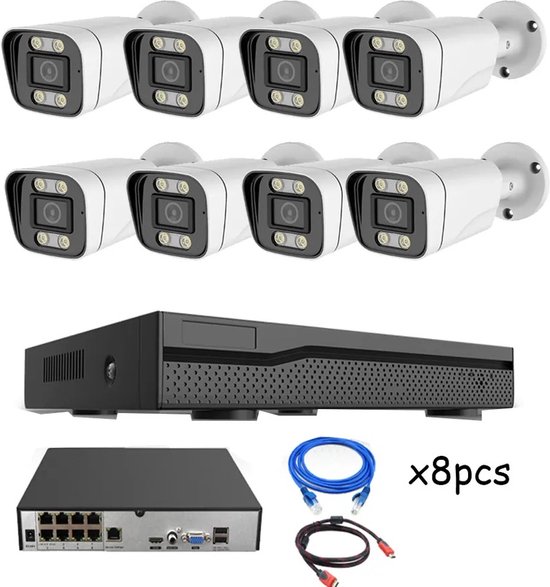 Teceye Compleet Camera Beveiliging Set met 4x POE Camera - CCTV Camerasysteem -... | bol