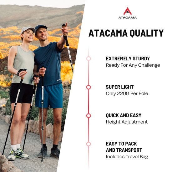 Atacama wandelstokken trekking poles foldable carbon - Telescopische ...