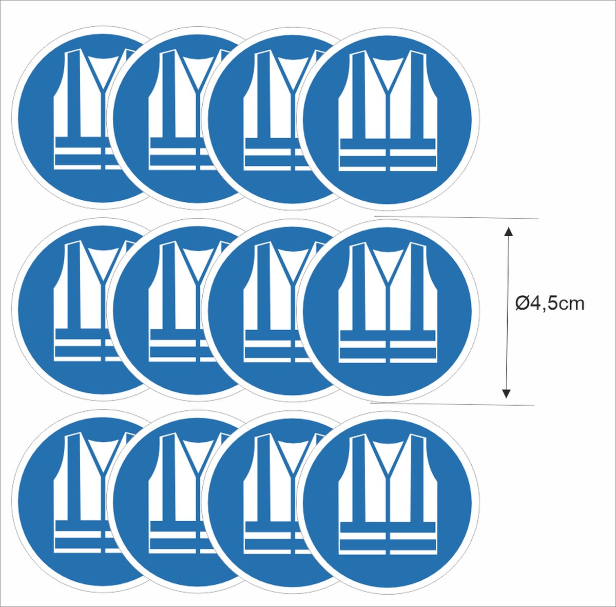 Veiligheidshesje verplicht, pictogram sticker set 12 stuks. | bol.com