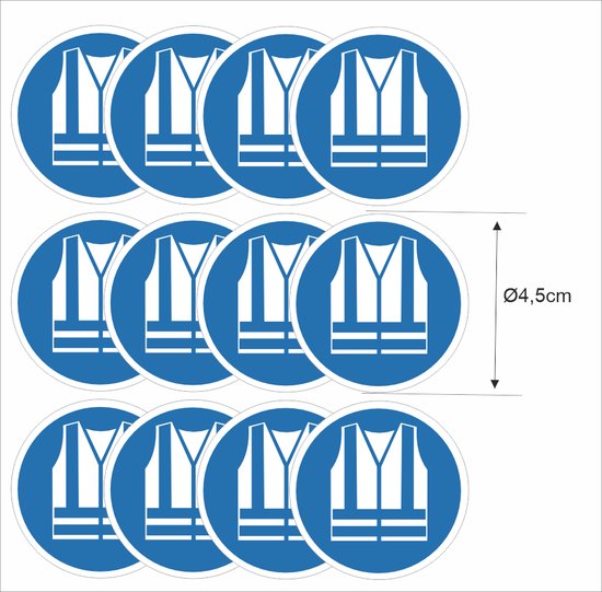 Veiligheidshesje verplicht, pictogram sticker set 12 stuks. | bol