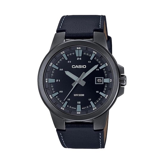 Casio Casio Collection MTP-E173BL-1AVEF Horloge - Leer - Zwart - Ø 41 ...