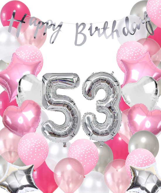 Snoes Ballonnen 53 Jaar Pink Blush Silver Mega Ballon - Compleet ...