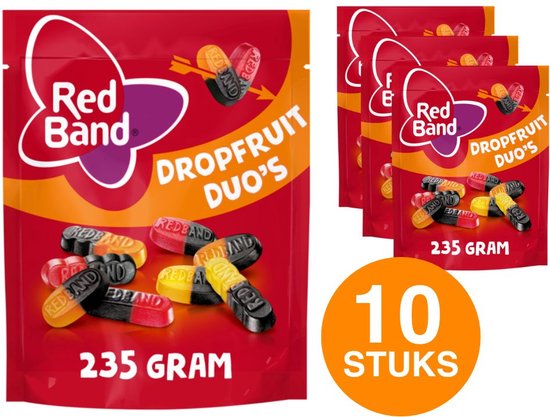 Red Band Dropfruit Duo's 10 zakken à 235g snoep - Zacht snoep ...