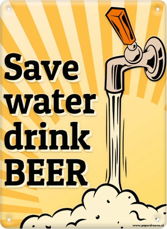 Metal sign - Save Water | bol.com