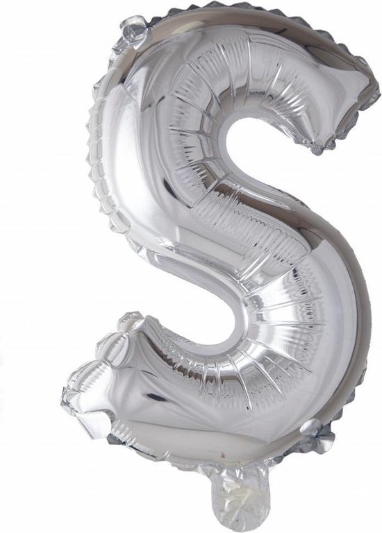 Folie Ballon Letter S Zilver 41cm met Rietje | bol