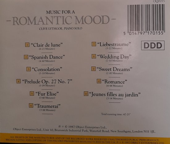 Music for a Romantic Mood / Clive Lythgoe, Clive Lythgoe | CD (album ...