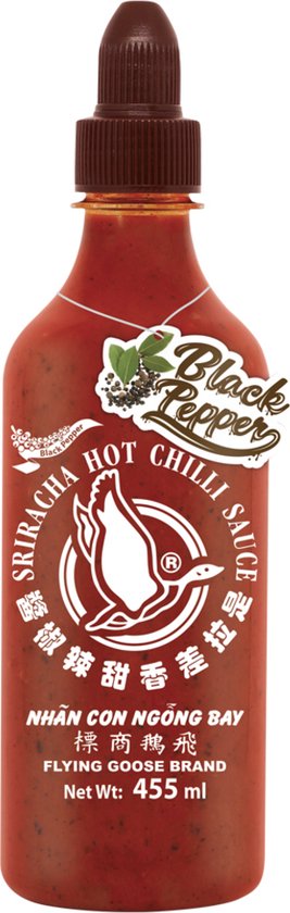 Flying Goose Srirachasaus zwarte peper 455 ml | bol