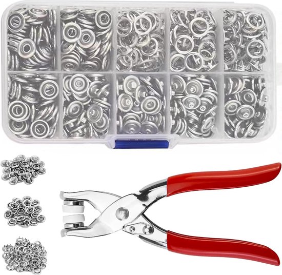 Vaste knopen gereedschap, drukknoopset met tang, drukknopen, 150 set ...