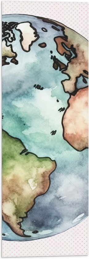 Vlag - Waterverf Tekening van een Wereldbol tegen Witte Achtergrond ...
