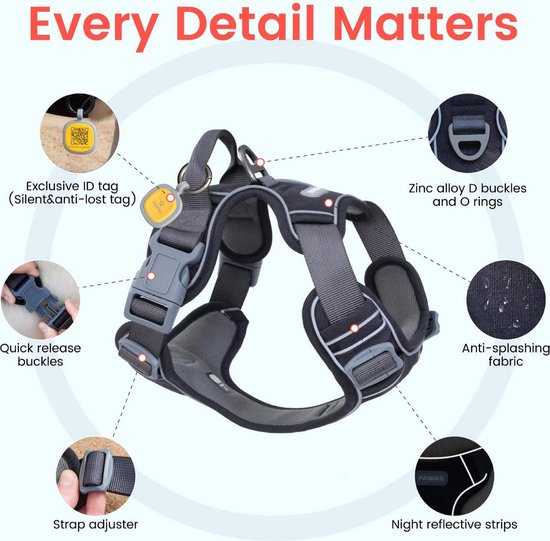 Hondenharnas, hondenharnas, middelgrote honden, anti-trekharnas voor honden,... | bol