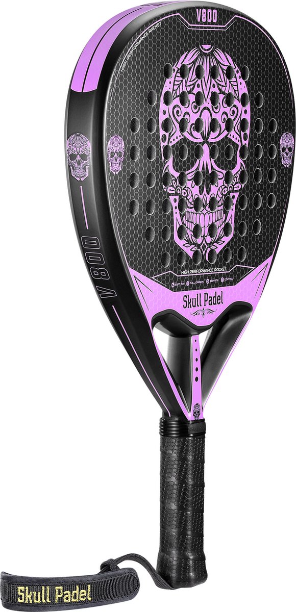 Skull Padel V800 Roze - Padel Racket - Roze Zwart - Hybrid - Carbon ...