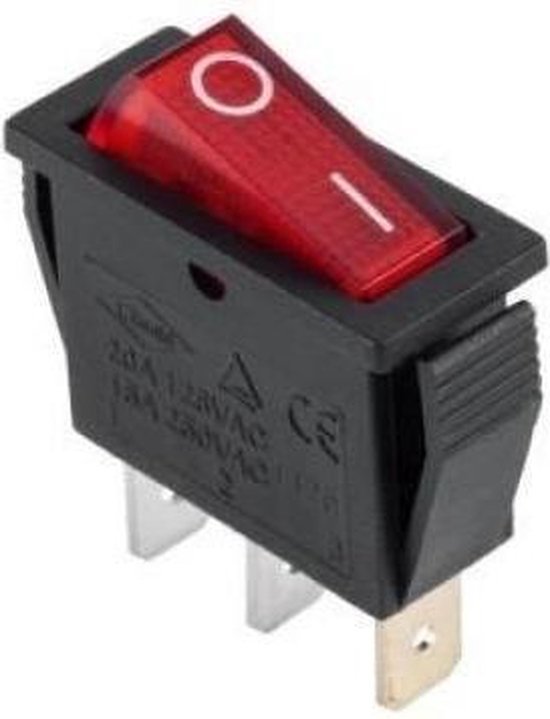 Wipschakelaar 1p aan-uit zwart/rood | bol