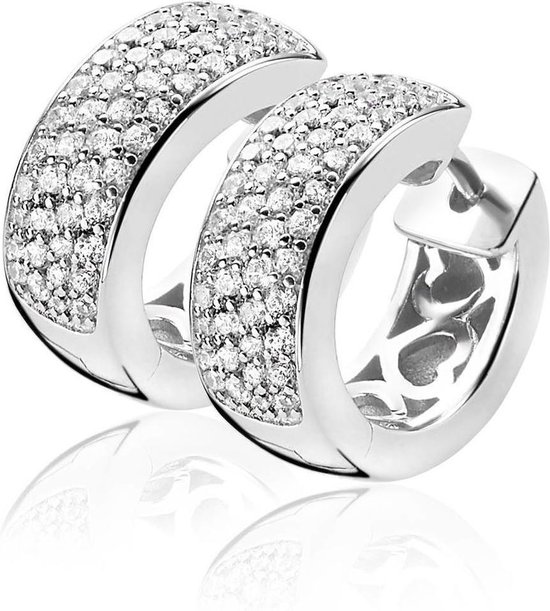 ZINZI zilveren creolen 17 x 6,5mm wit ZIO506 | bol.com