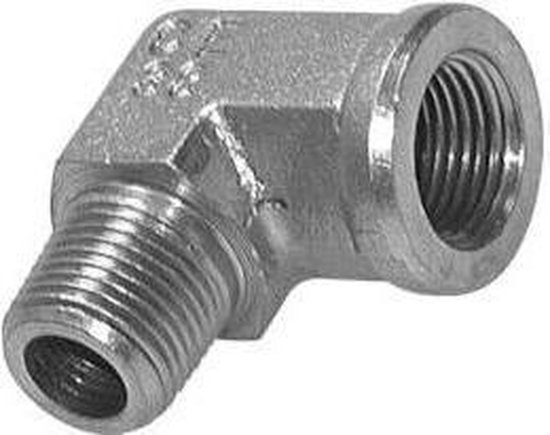 3/8'' NPT x 3/8'' NPT M/F RVS L-Fitting 90graden 210 Bar - Hydrauliek - FL2E-MF-S-038N | bol