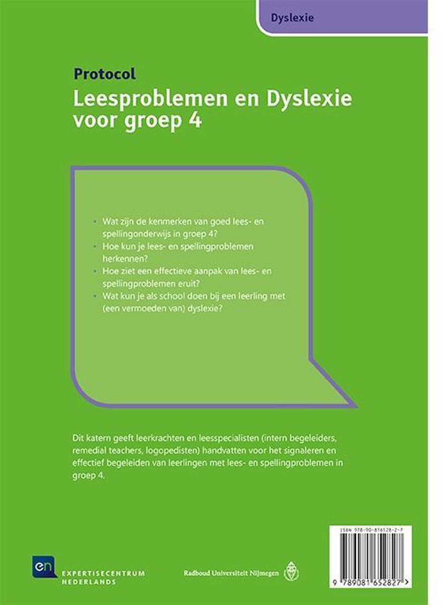 Protocol Leesproblemen en Dyslexie voor groep 4 | 9789081652827 ...
