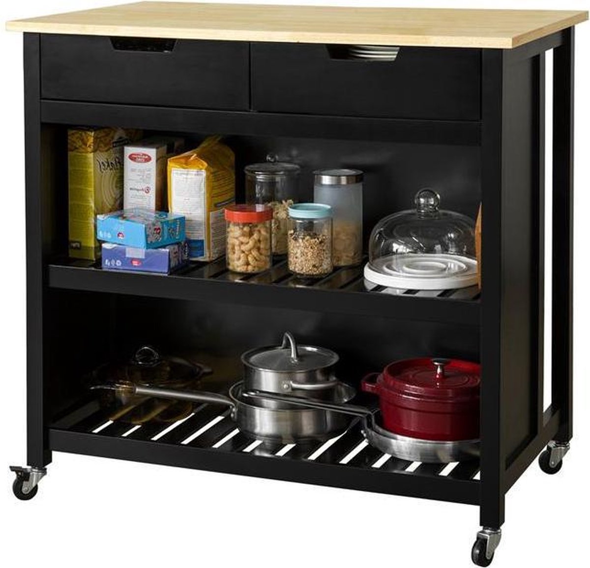 Simpletrade Keukentrolley - Keukeneiland met 2 lades - Hout - Wit ...