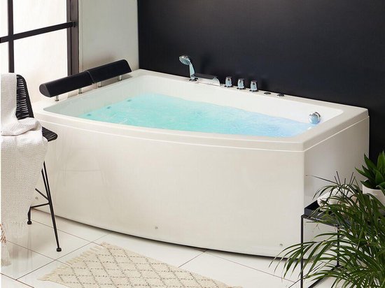 Beliani SERRANA - Hoekbad whirlpool - wit - Acryl | bol.com