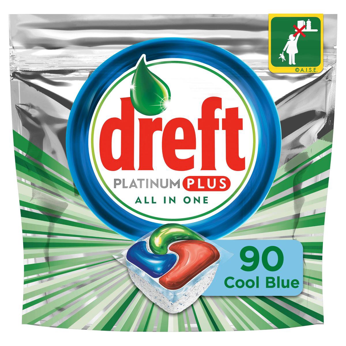 Dreft Platinum Plus Cool Blue - Kwartaalbox 5x18 Stuks - Wasmiddel ...