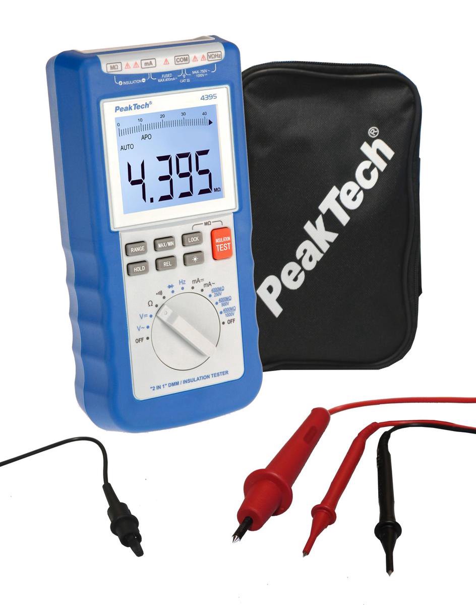 Peaktech 4395 - multimeter en isolatiemeter - CAT III 600V - 250V, 500V ...