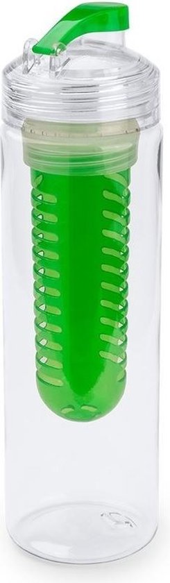 Transparante drinkfles/waterfles met groen fruit infuser/filter 700 ml ...