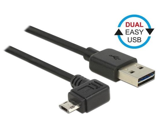 Easy-Micro USB haaks (links/rechts) naar Easy-USB-A kabel - USB2.0 ...