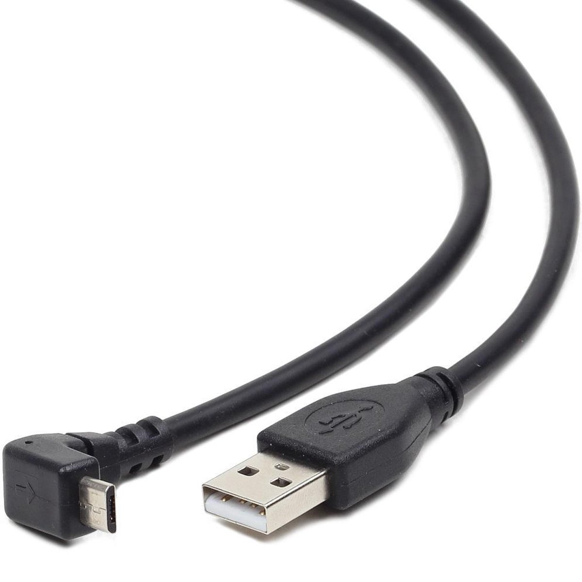 USB Micro B haaks naar USB-A kabel - USB2.0 - tot 2A / zwart - 1 meter ...