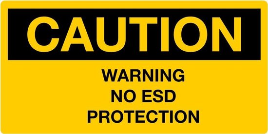 Sticker 'Caution: warning no ESD protection', geel,150 x 75 mm | bol.com