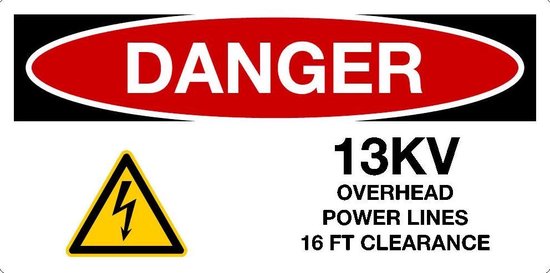 Sticker 'Danger: 13 KV, overhead power lines' 200 x 100 mm | bol.com