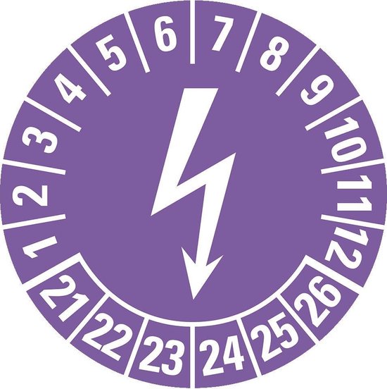 Elektrische keuringssticker 21-26, 25 mm, 21 per kaart | bol.com