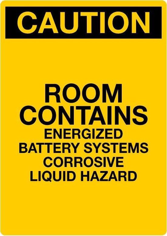 Sticker 'Caution: Room contains energized battery systems' 148 x 105 mm ...