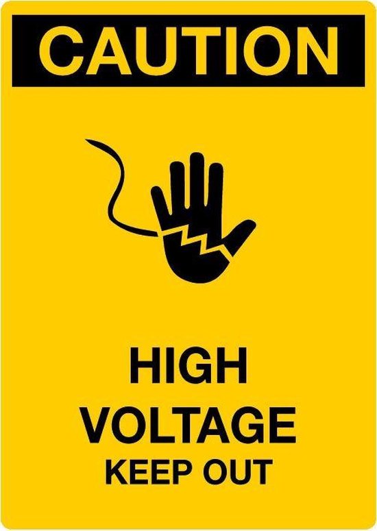 Sticker 'Caution: High voltage keep out', 297 x 210 mm (A4) | bol