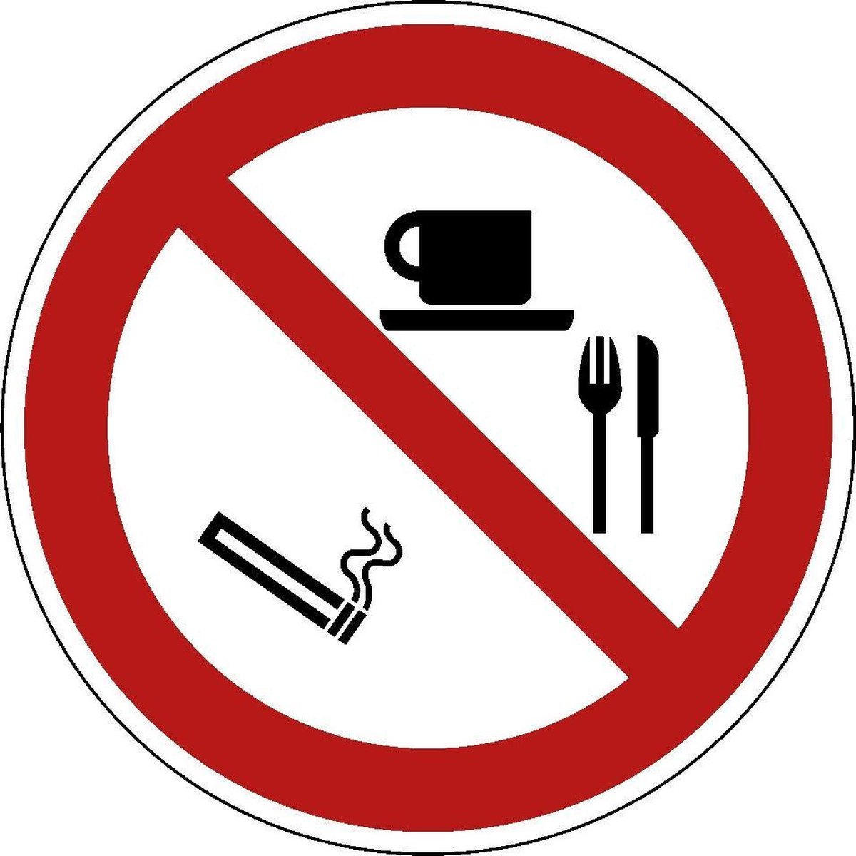 Verboden roken, eten en drinken sticker 50 mm - 10 stuks per kaart ...