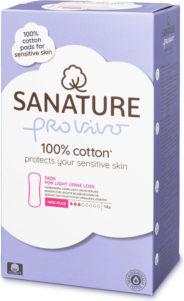 Sanature Pro Vivo 100% katoenen - Incontinentie verband Mini Plus - 10 x 14 stuks -... | bol
