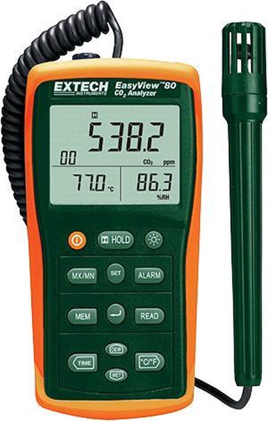 Extech EA80 - binnenluchtkwaliteitsmeter - EasyView™ - Datalogger | bol