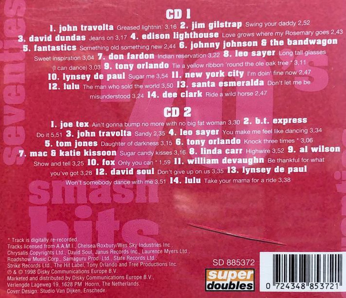 70's Smash Hits, various artists | CD (album) | Muziek | bol.com