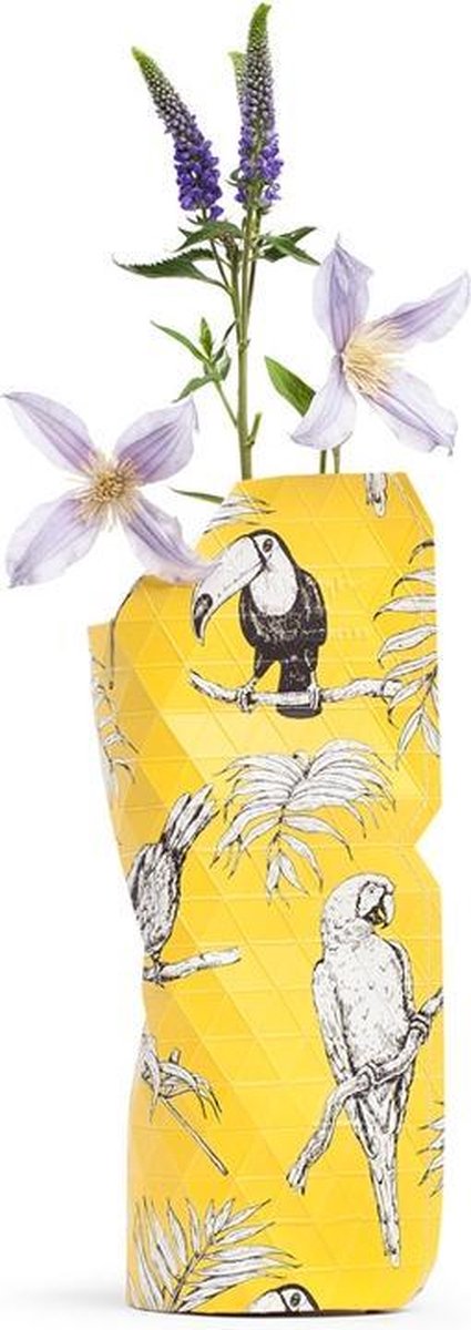 Tiny Miracles - Duurzame Design Vaas - Paper Vase Cover - Yellow Birds ...