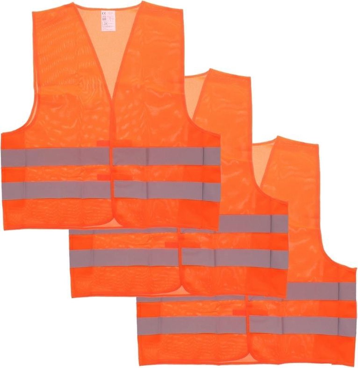 3 STUKS - Fluovest - Veiligheidsvest - Oranje - Fluo Jas Vest - DRIE ...