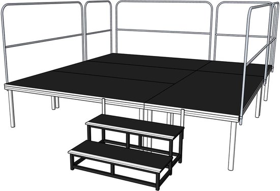 Compleet podium - 3x3 meter - hoogte 60cm incl. trap en balustrade ...