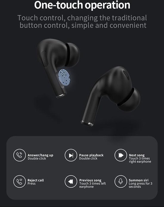 Black inPods Pro -Alternatief AirPods pro Bluetooth 5.0 Oortjes ...