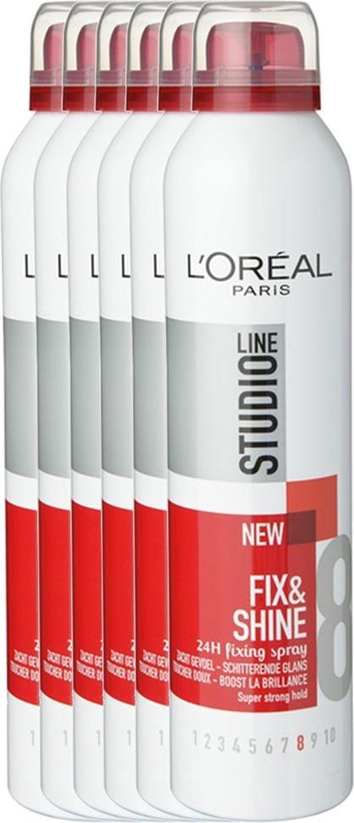 6x L'Oréal Studio Line Fix & Shine 24H Super Strong Haarspray 250 ml | bol