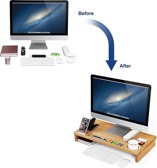 EQS Monitor standaard - Monitor verhoger – Bamboe Luxe Monitor verhoger ...