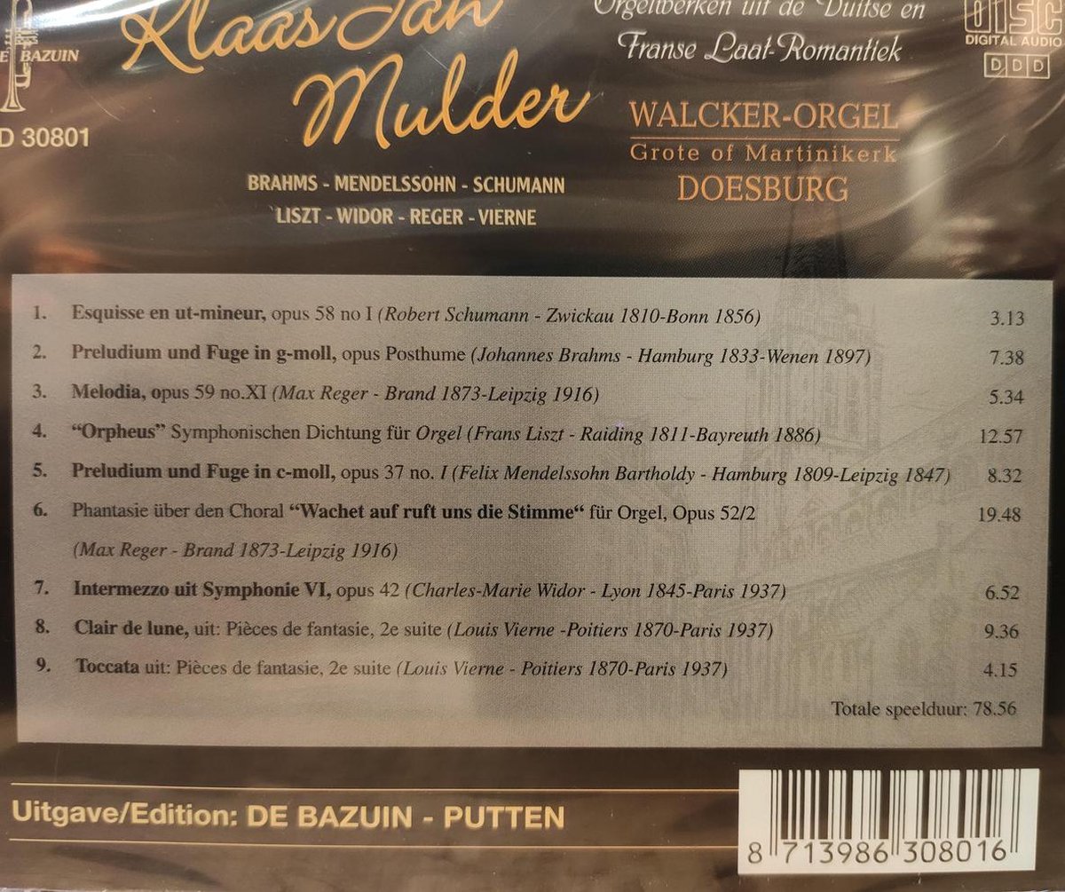 Klaas Jan Mulder / Walcker orgel Martinikerk Doesburg / orgelwerken uit ...