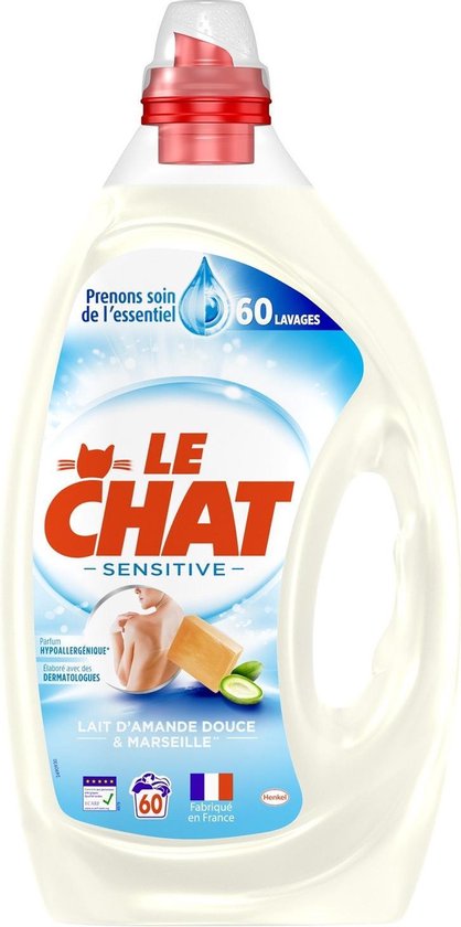 Le Chat - Wasmiddel - Vloeibaar Wasmiddel - Sensitive - 60wb/3L | bol